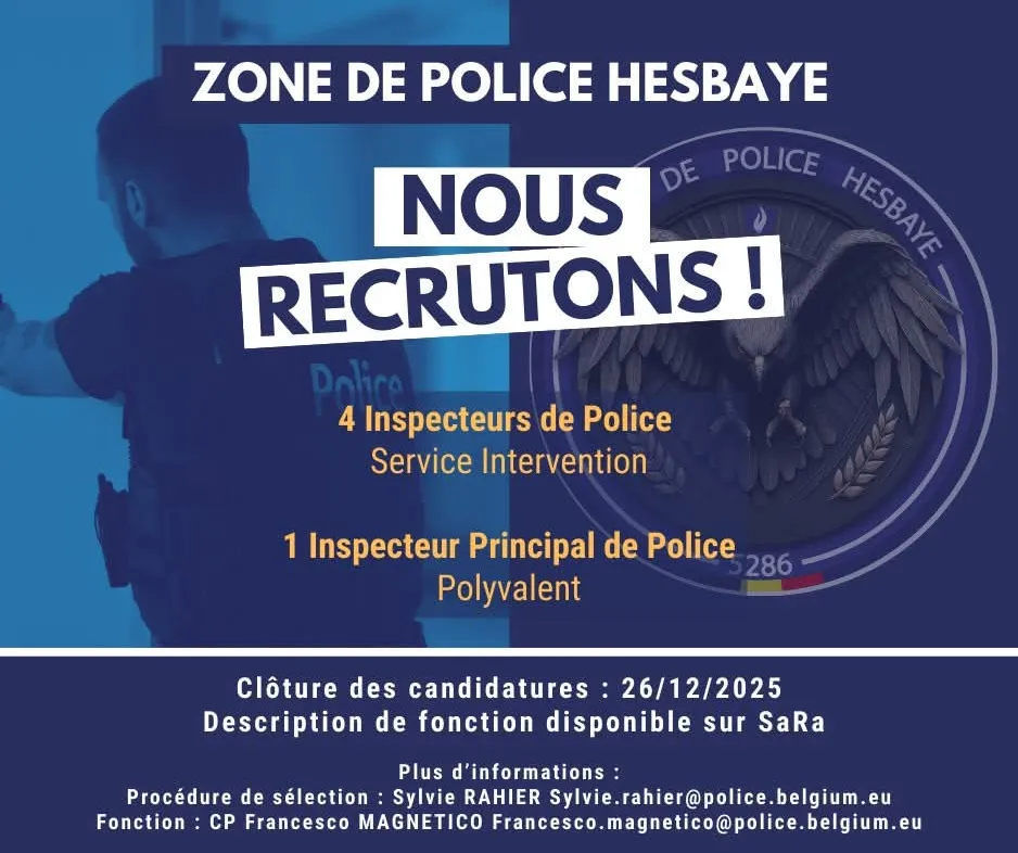 🚨 LA ZONE DE POLICE HESBAYE RECRUTE ! 🚨 | Police Locale ZP Hesbaye